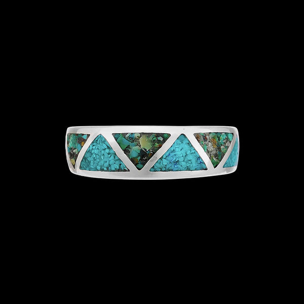925 Sterling Silver Green Turquoise Navajo Band, Segmented Triangle ...
